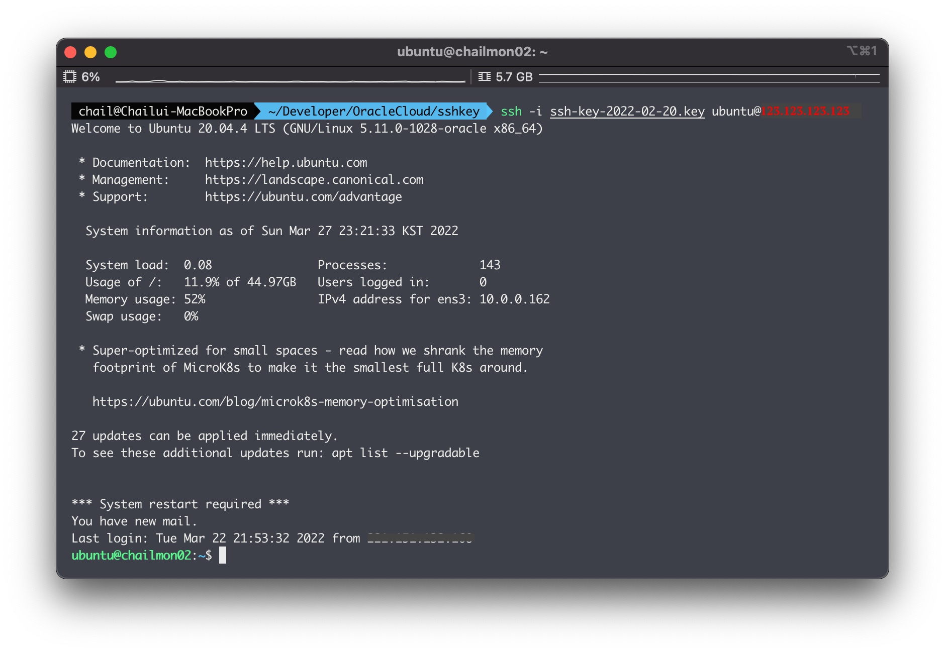Connecting to Oracle Cloud Server via SSH in Terminal on Mac – chailmon