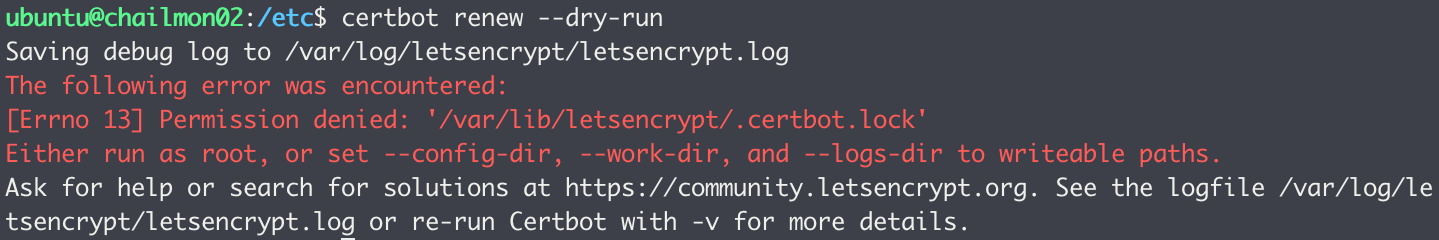 Errno 13 Permission Denied ‘varlogletsencryptcertbotlock 